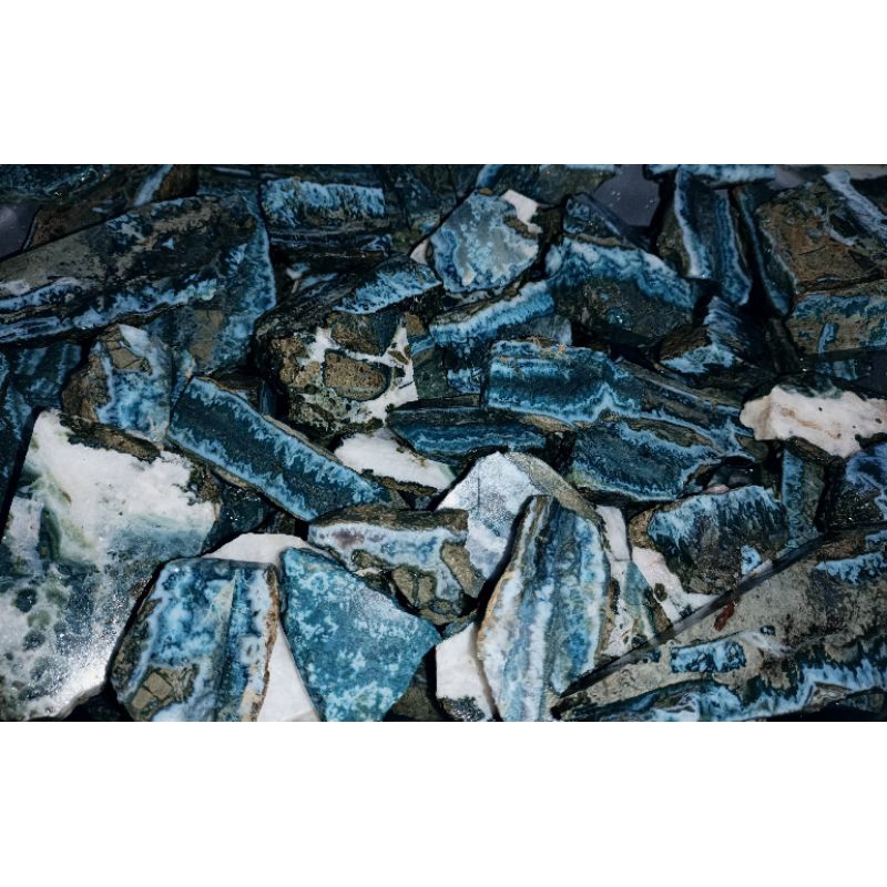 Jual BAHAN NATURAL ROUGH BLUE LACE / BATU AKIK GAMBAR / LEMPENG MOTIF ...