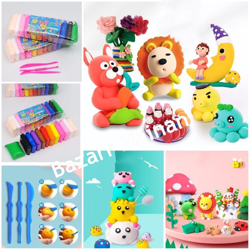 Jual (12PCS) Clay BESAR KECIL Polymer Super warna light rainbow ...