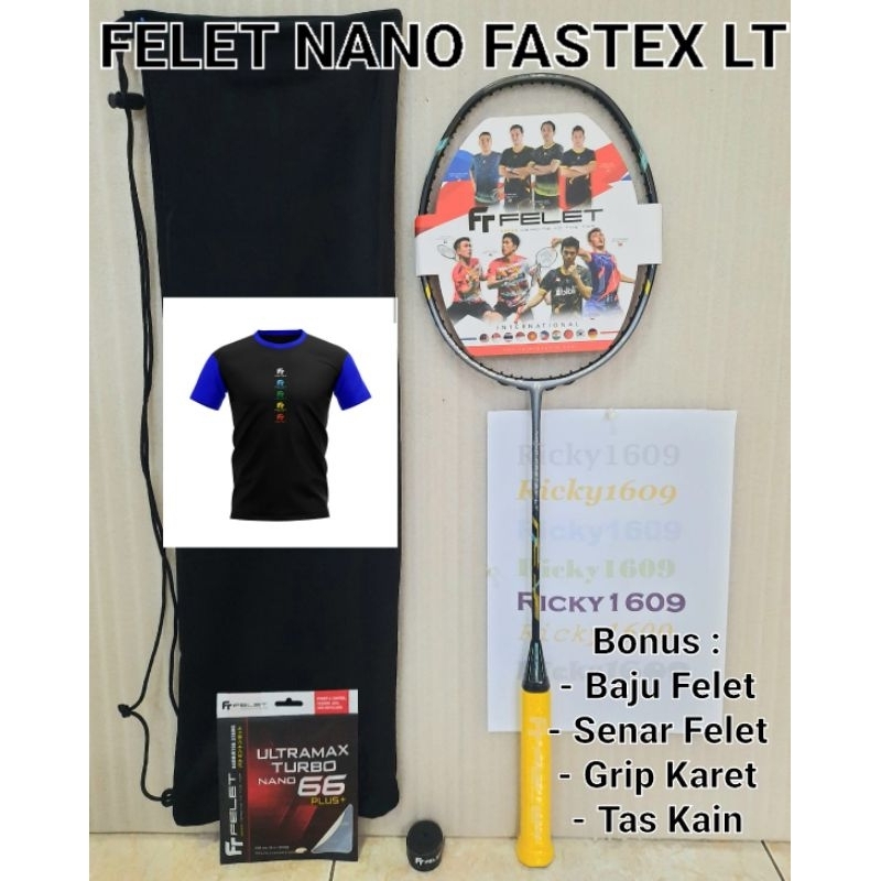 Jual RAKET BADMINTON FELET NANO FASTEX LT - NANO FASTEX SYTEM - TENSION 36 LBS - ORIGINAL FELET ...