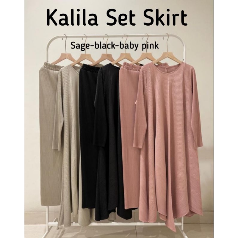 Jual Setelan Kalila Set Rok Plisket pleats one set /setelan | Shopee Indonesia