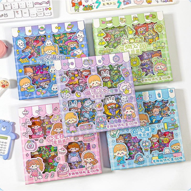 Jual Stiker Korea viral isi 100 pcs scrap book motif momo girl sticker ...