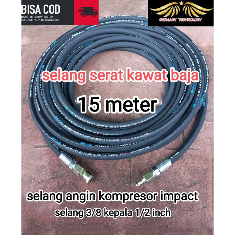 Jual selang angin kompresor impact selang 3/8 panjang 15 meter selang ...