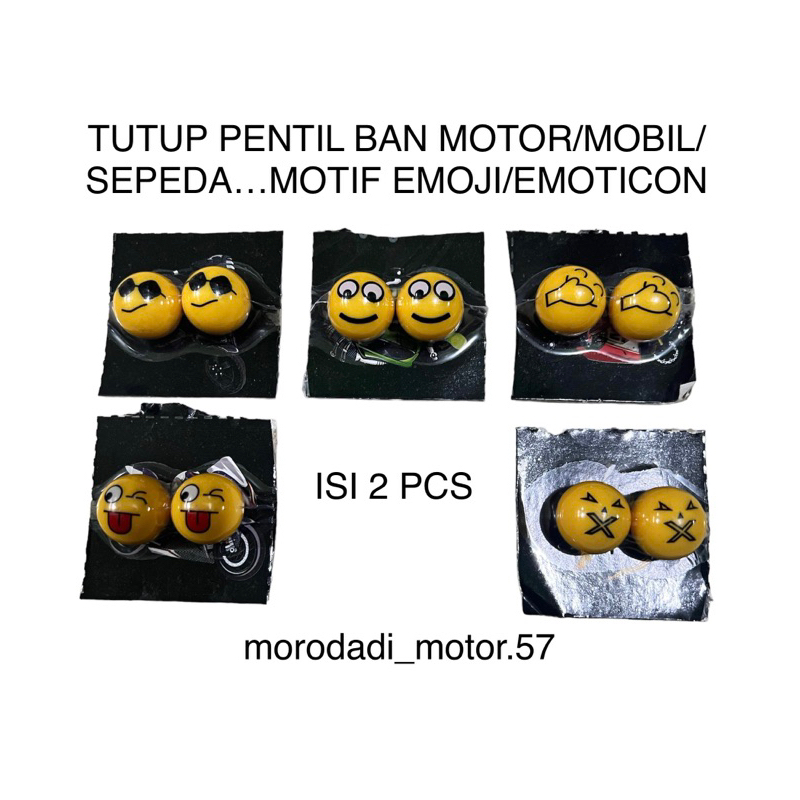 Jual tutup pentil ban motif emoji sepasang universal motor mobil sepeda ...