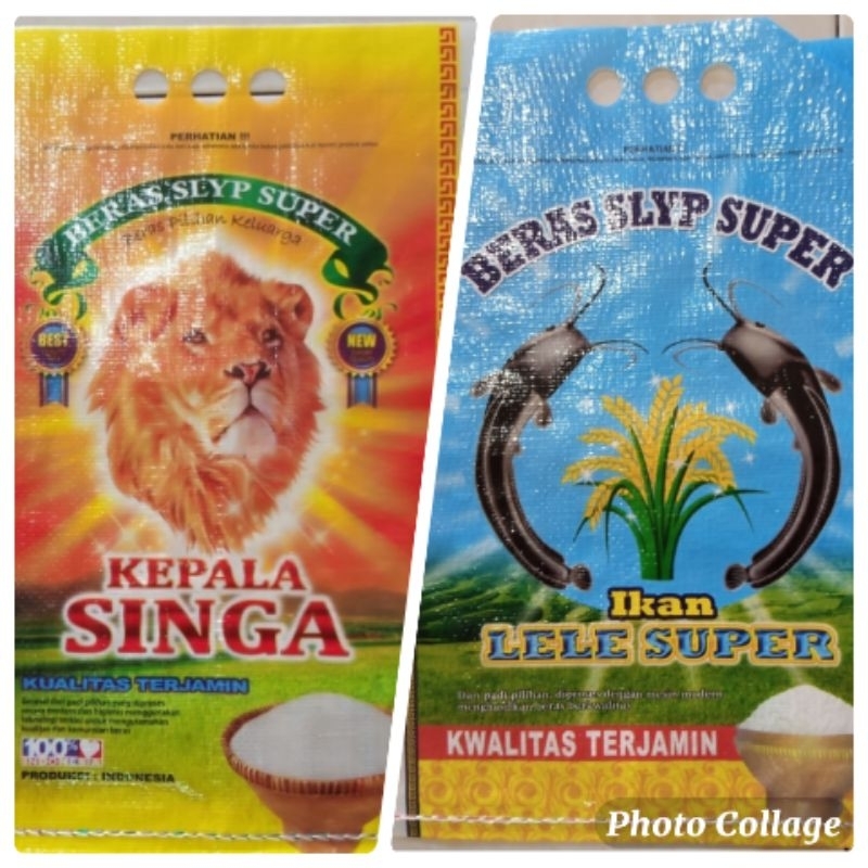 Jual PROMO Karung beras laminasi ukuran 20 kg merk Kepala singa, Lele super | Shopee Indonesia