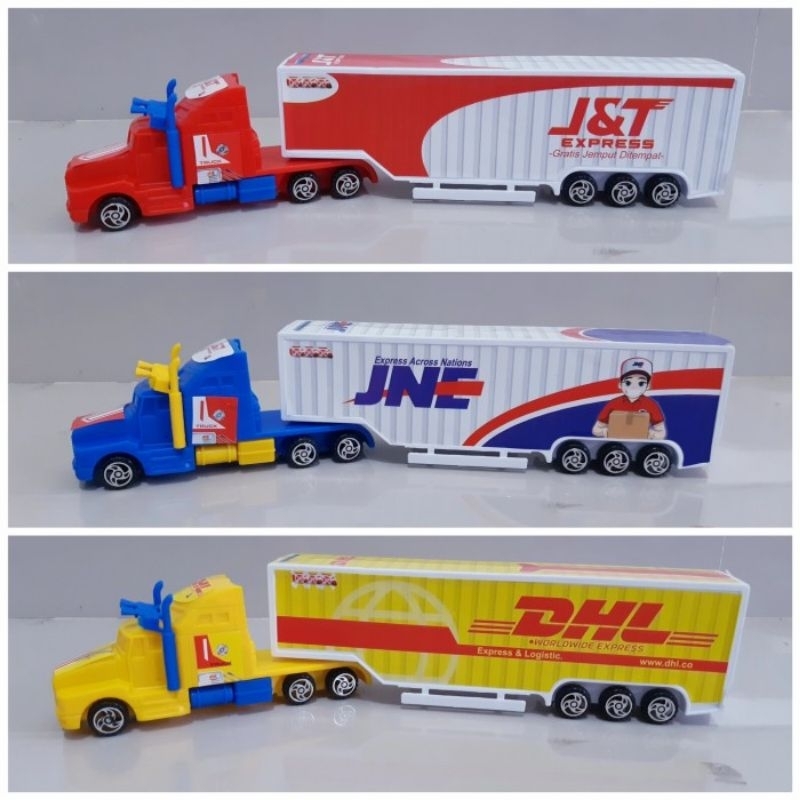 Jual Mainan Truk Kontainer Ekspedisi - Miniatur Mobil Box JNE J&T DHL ...