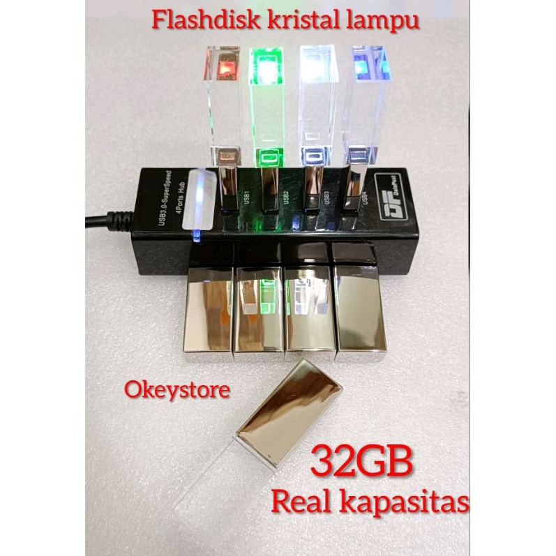 Jual FLASHDISK 32GB KRISTAL LED FDSPC26 REAL KAPASITAS | Shopee Indonesia