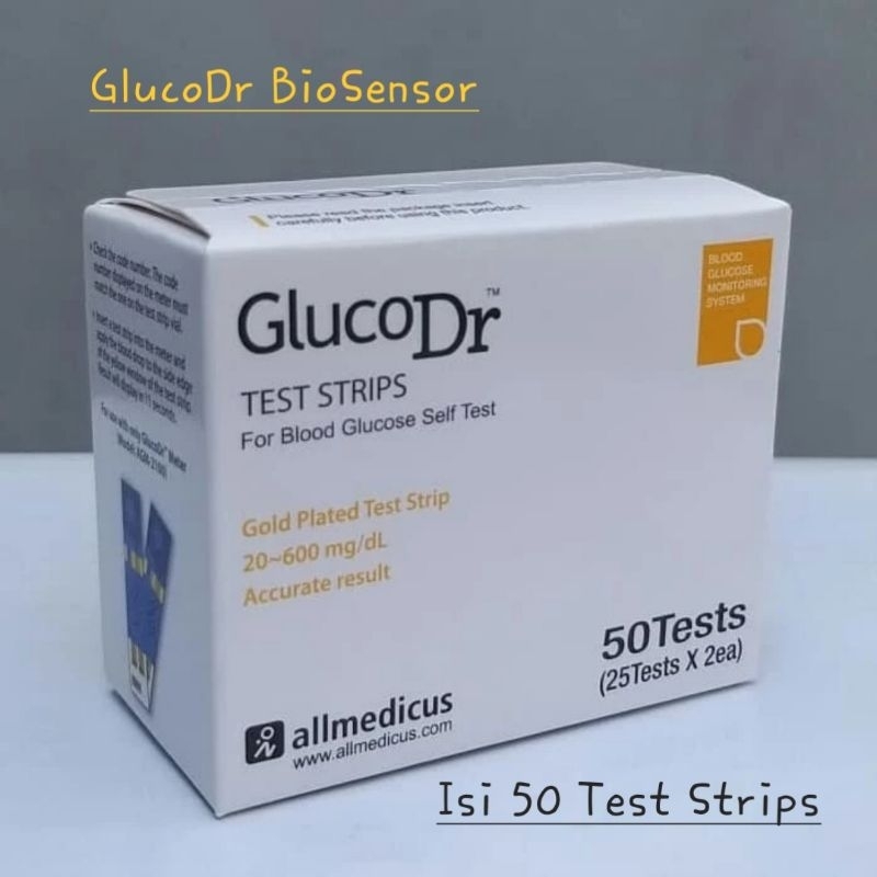 Jual Test strip gula darah GlucoDr Biosensor isi 2x25 strips | Shopee ...