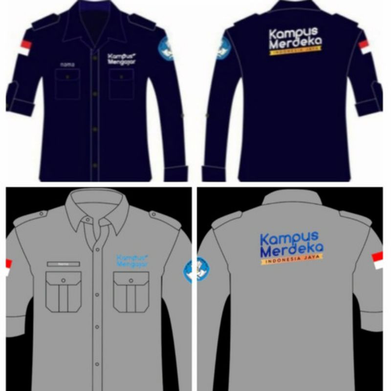 Jual Kemeja PDH Kampus Merdeka Free Custom bahan drill | Shopee Indonesia
