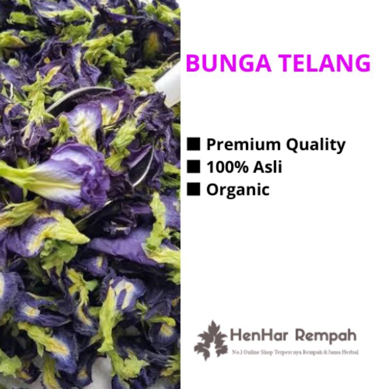Jual Bunga Telang organic / Butterfly Pea 10 gr, 25 gr, 50 gr, 100 gr ...
