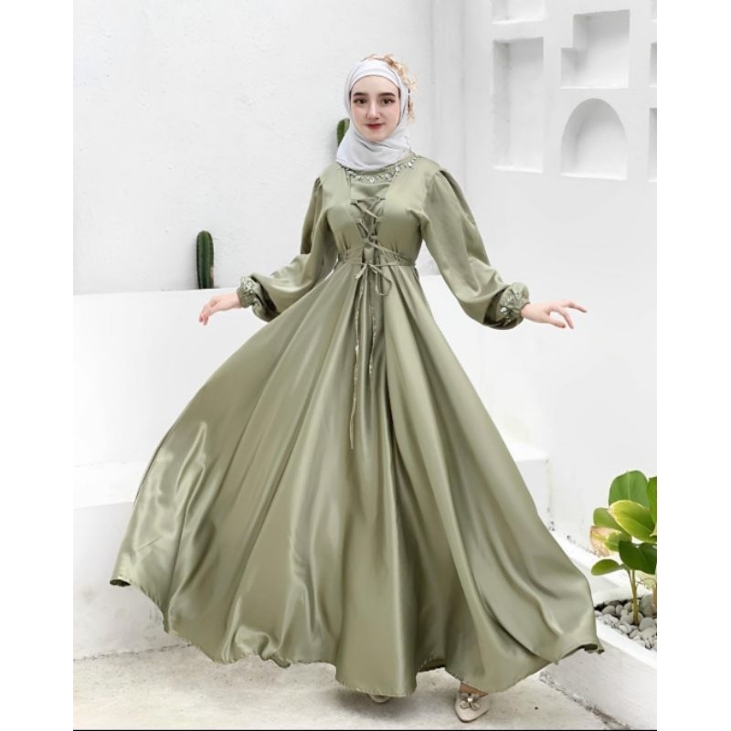 Jual aurora dress dress kondangan satin dress READY STOCK dress lebaran ...