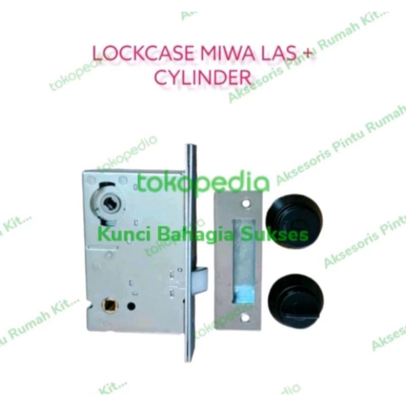 Jual KUNCI MIWA LAS-1-64/40 MATT BLACK/LOCKCASE + CYLINDER TANPA HANDLE (LUAR KUNCI-DALAM PUTAR ...