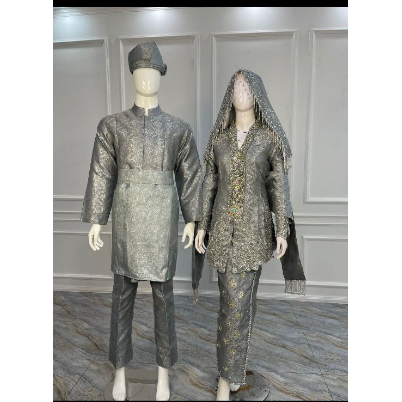 Jual GAUN PENGANTIN SLIM SONGKET PREMIUM//SONGKET COUPLE ADAT MELAYU ...