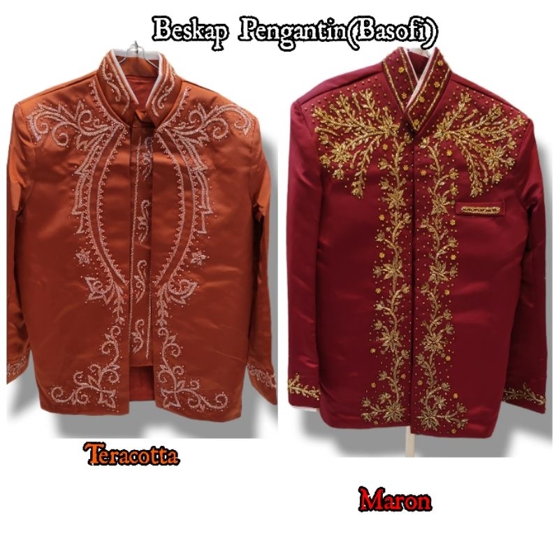 Jual Basofi Beskap Pengantin Marun Terakota / Jawa / Sunda / Muslim ...