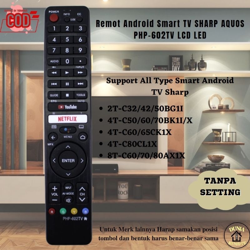 Jual REMOTE TV SHARP SMART ANDROID GB326WJSA | Shopee Indonesia