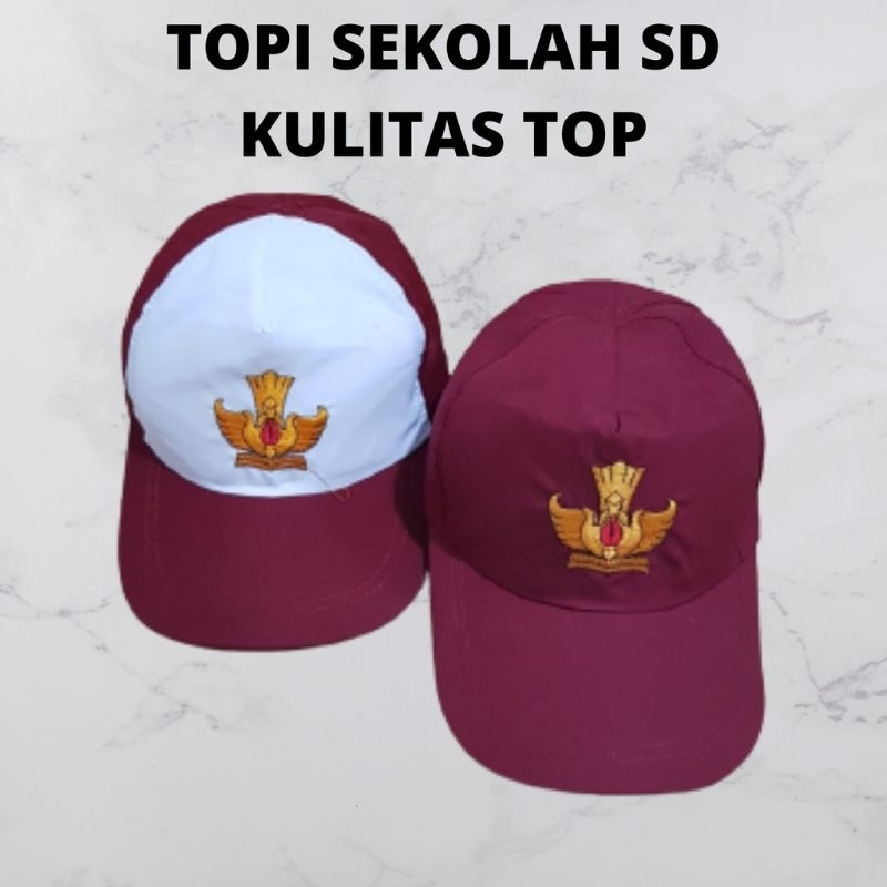 Jual Topi Sd merah putih dan merah merah topi bordir topi sekolah 100% ...