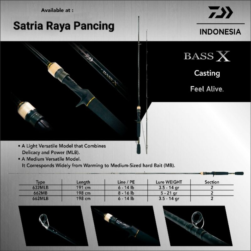Jual ROD / JORAN DAIWA BASS X BAITCASTING (BC) - 632MLB | Shopee Indonesia