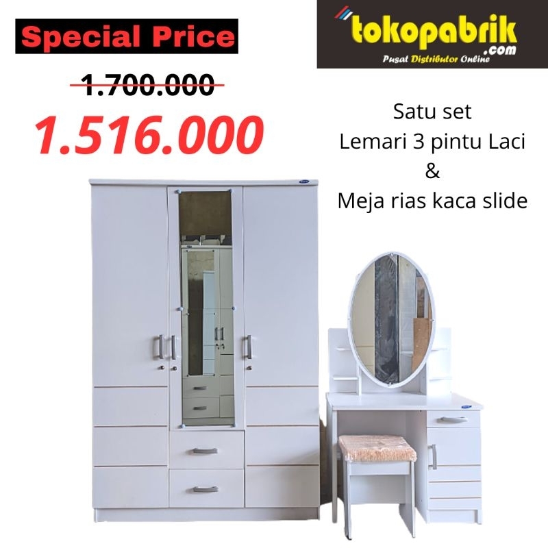 Jual Set Lemari 3 Pintu dan Meja Rias Kaca Sliding - Lemari dan Meja ...