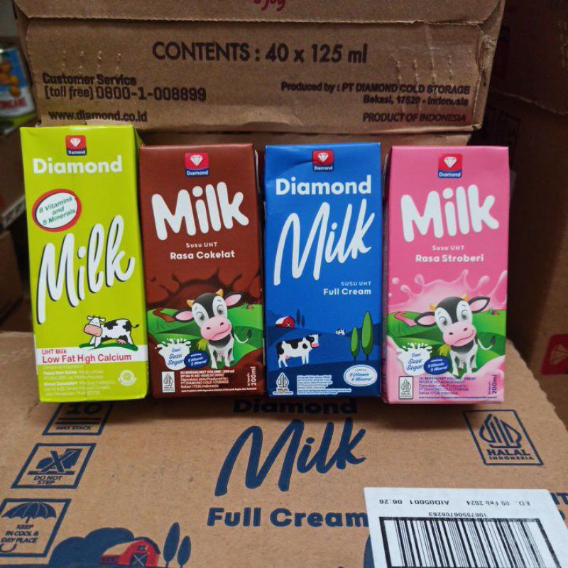 Jual Diamond milk UHT 200ml isi 24 / 1Dus bisa mix rasa | Shopee Indonesia