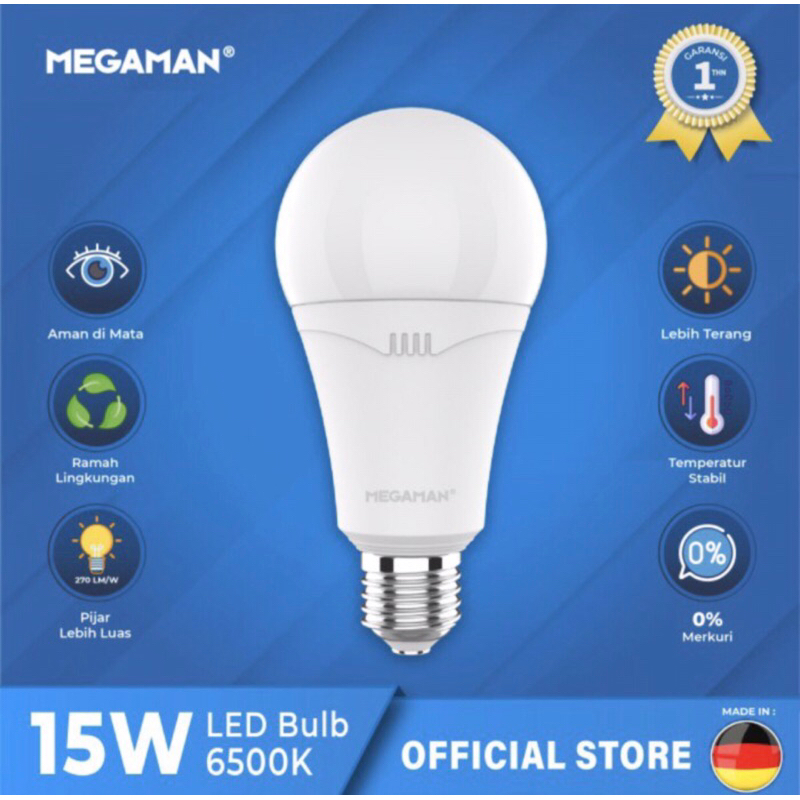 Jual Lampu Led Blub MEGAMAN 15W / 15 Watt 6500K Putih | Shopee Indonesia