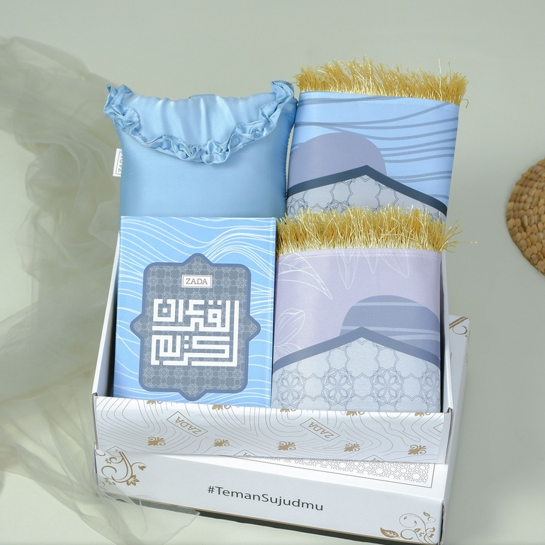 Jual Seperangkat Alat Sholat Lengkap Sajadah Alquran Mukena (SOFT BLUE ...