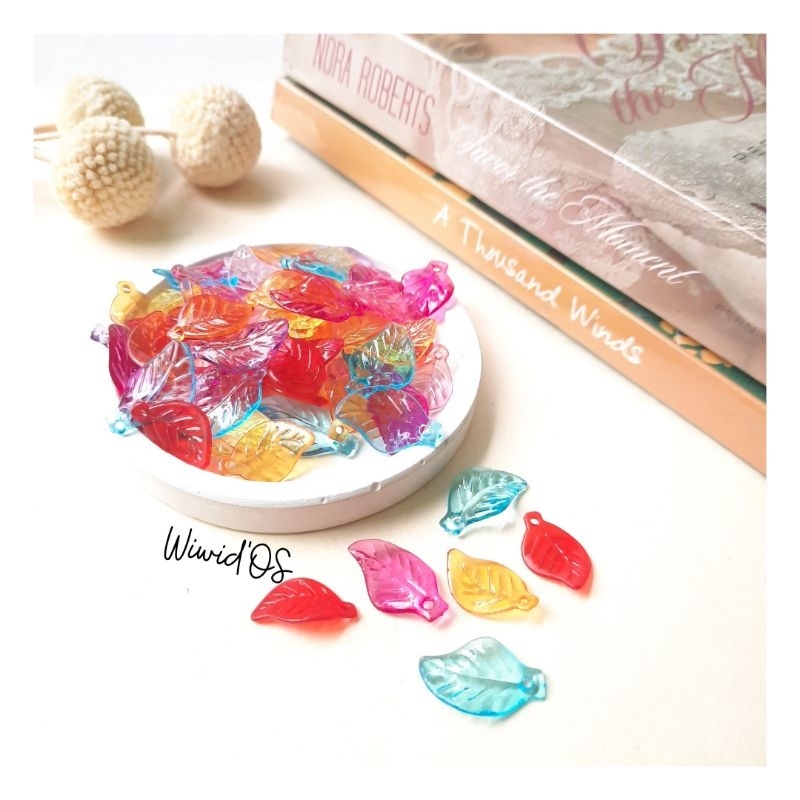 Jual (28 biji ) MANIK AKRILIK DAUN BENING 12 x 17 mm | Shopee Indonesia