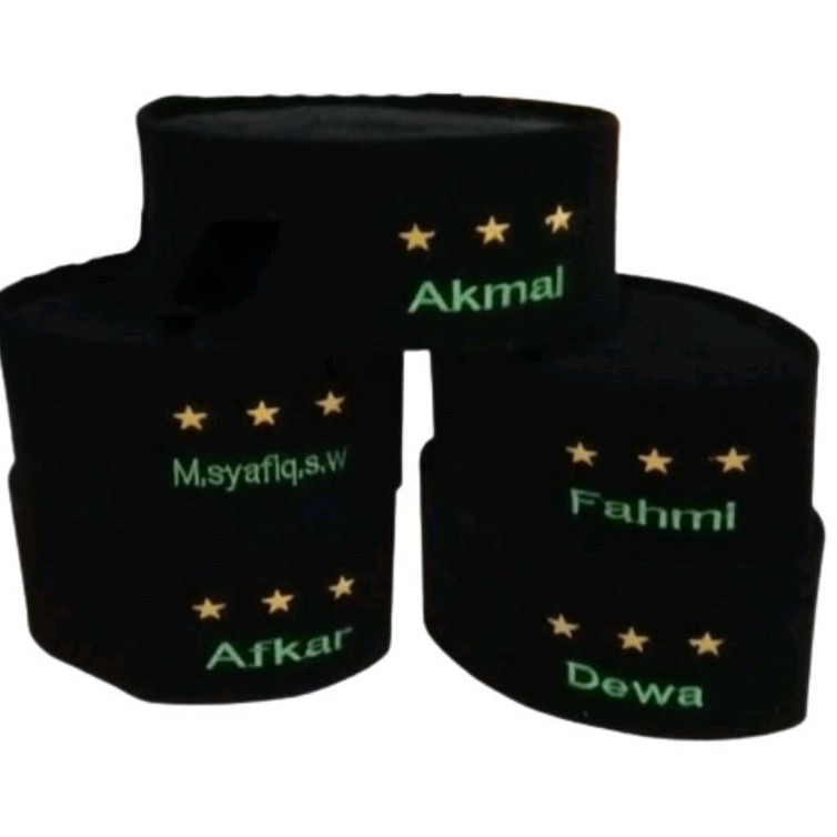 Jual Peci Kopeah Anak Free BORDIR NAMA Bintang Songkok Nama Kopeh Hitam ...