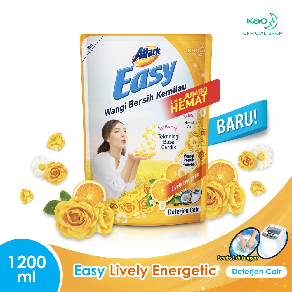 Jual Attack Easy Lively Energetic Deterjen Cair 1200 mL Wangi Bersih ...