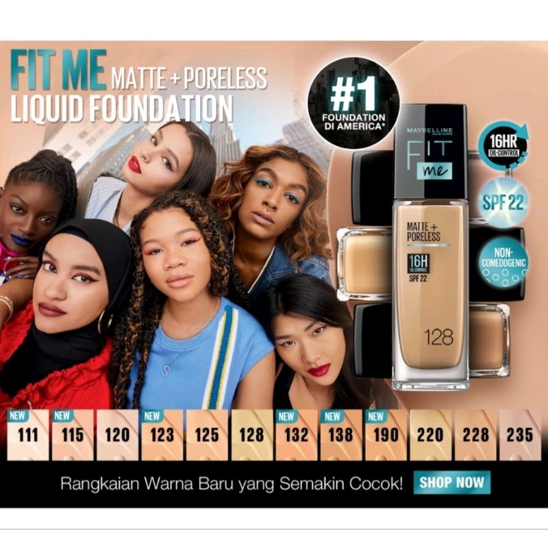 Jual Maybelline Fit Me Matte + Poreless Foundation Botol 30ml | Shopee ...
