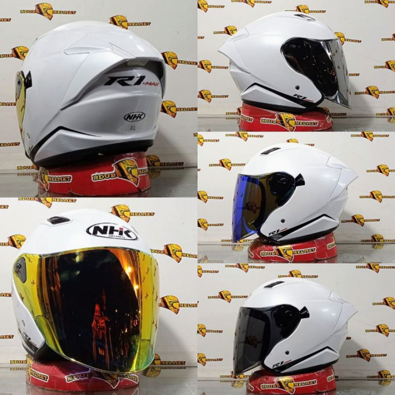 Jual Helm NHK R1 MAX SOLID WITH/PUTIH paket ganteng (terbaru) | Shopee ...
