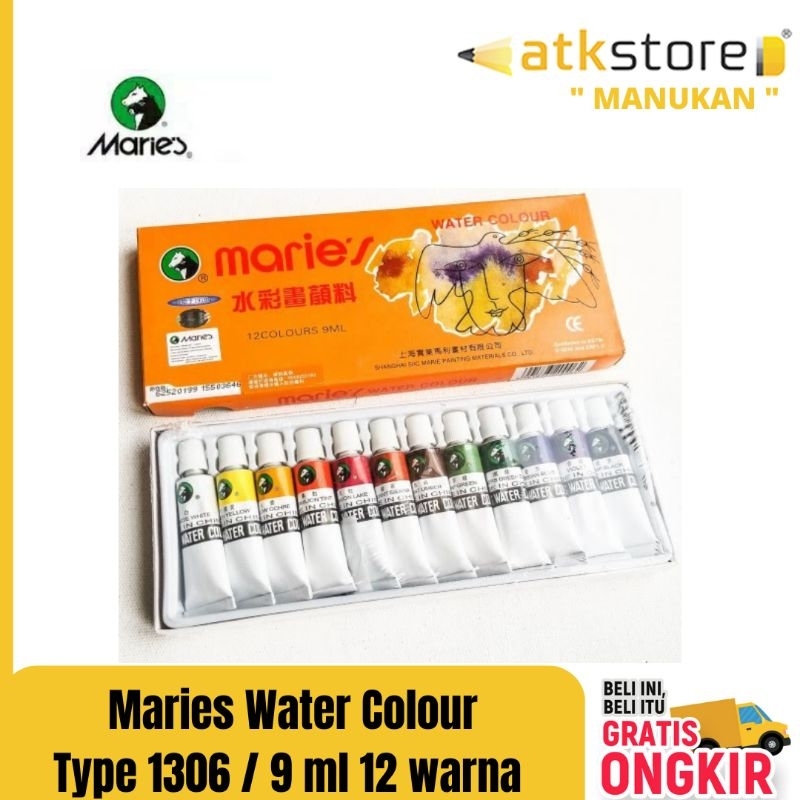 Jual Maries Water Colour Type 1306 9ml 12 warna || Cat air Maries 12 ...