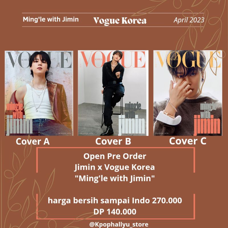 Jual JIMIN x VOGUE KOREA "Ming'le with Jimin" Majalah Magazine | Shopee Indonesia