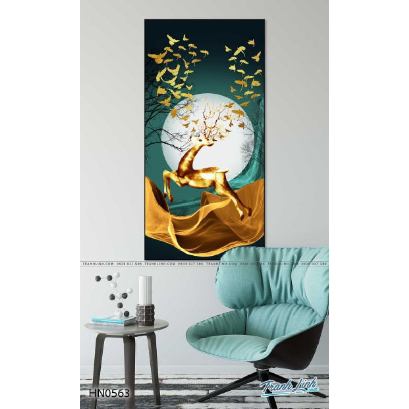 Jual hiasan dinding cetak rusa emas plus bingkai real pict ukuran 65*45 ...