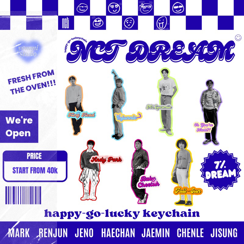 Jual Happy-Go-Lucky NCT Dream Keychain / Mark / Renjun / Jeno / Haechan ...