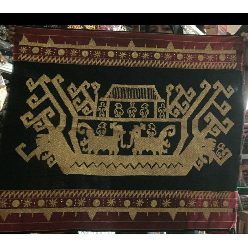 Jual hiasan dinding tapis lampung motif kapal gajah sulam tangan asli ...