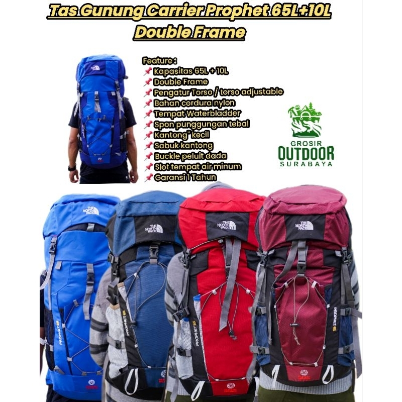 Jual Tas gunung atau keril terra 65 + 10L Lokal / Carrier/ Tas Gunung atau Carrier Prophet 65 ...