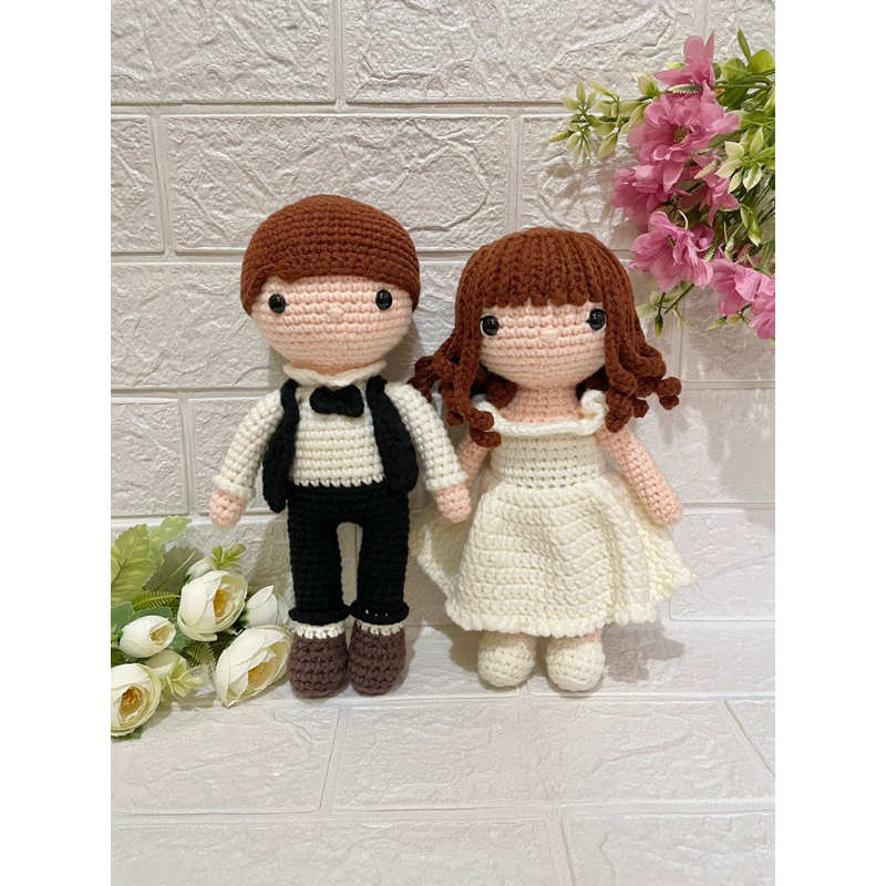 Jual Boneka rajut amigurumi PENGANTIN NIKAH WEDDING SEPASANG | Shopee ...