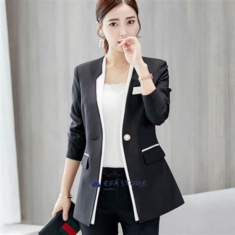 Jual JAS BLAZER CEWE | blazer putih-hitam wanita | blazer formal wanita ...
