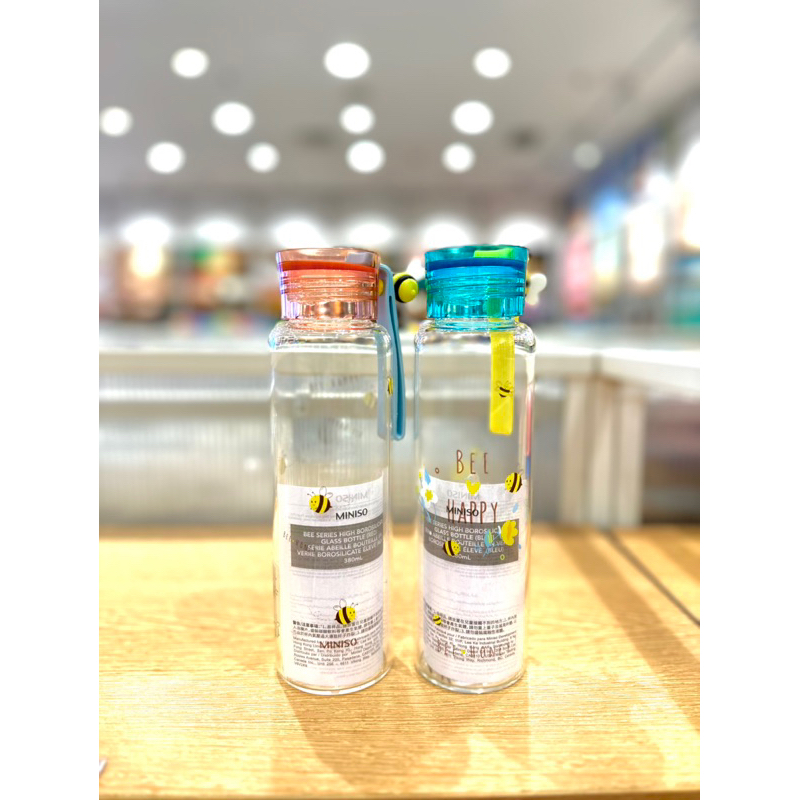 Jual BOTOL MINUM MINISO BEE SERIES HIGH BOROSILICATE GLASS BOTTLE 380ml ...