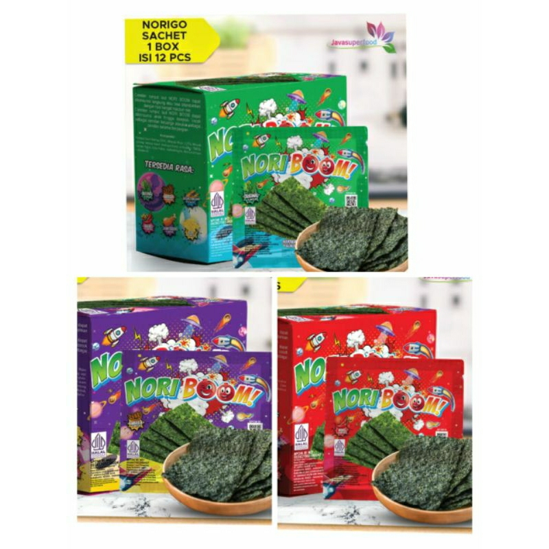 Jual nori Boom seaweed/Rumput laut Original/BBQ/pedas/ isi 12pcs ...