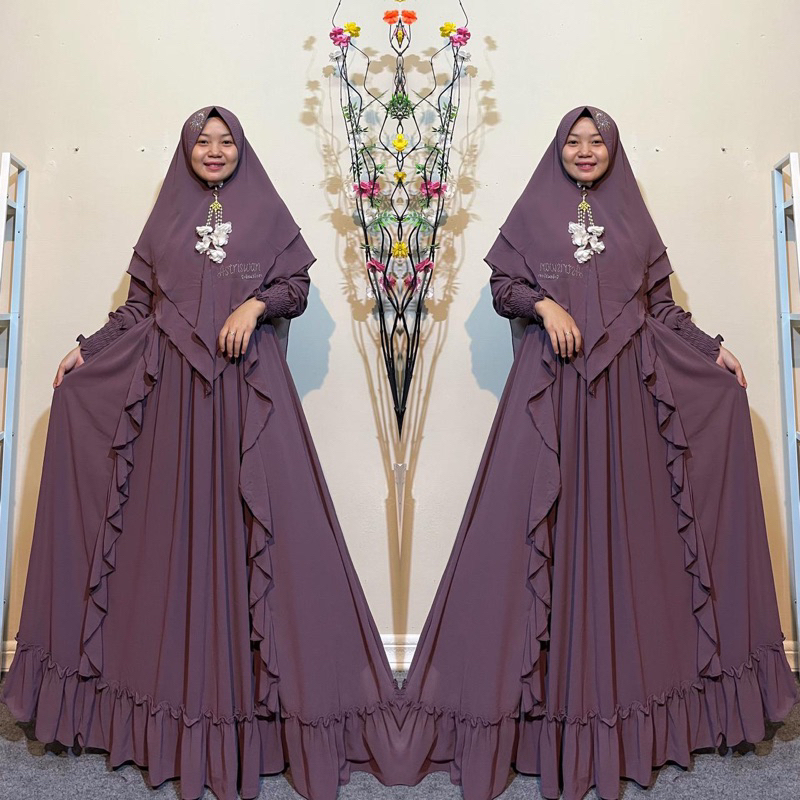 Jual Gamis Ceruty Polos Babydoll Set Hijab Premium Dress Muslim Wanita ...