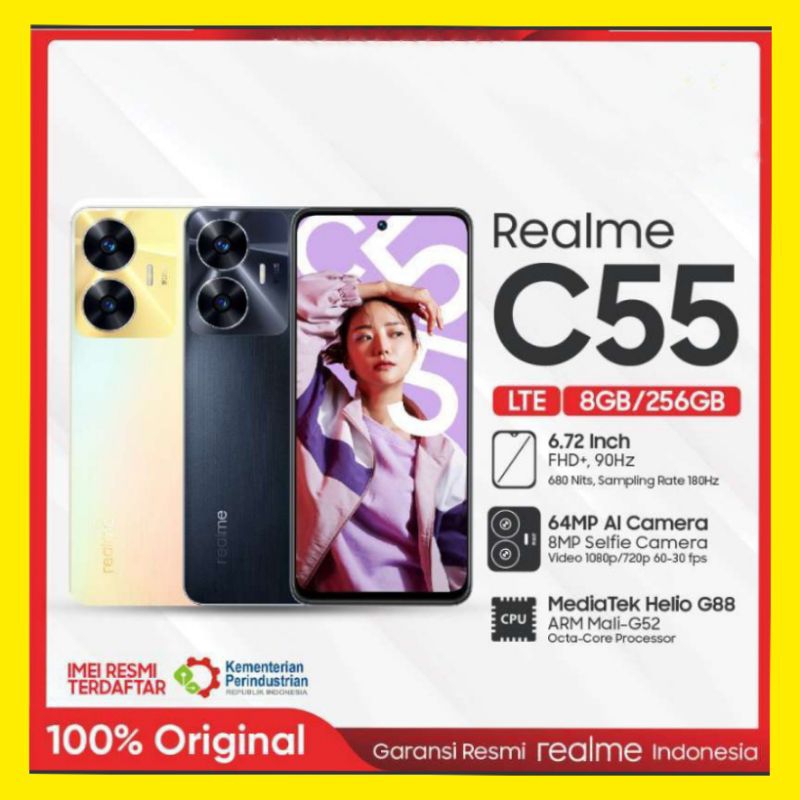 Jual realme c55 ram 8gb/256gb NFC Helio G88 handphone android garansi ...