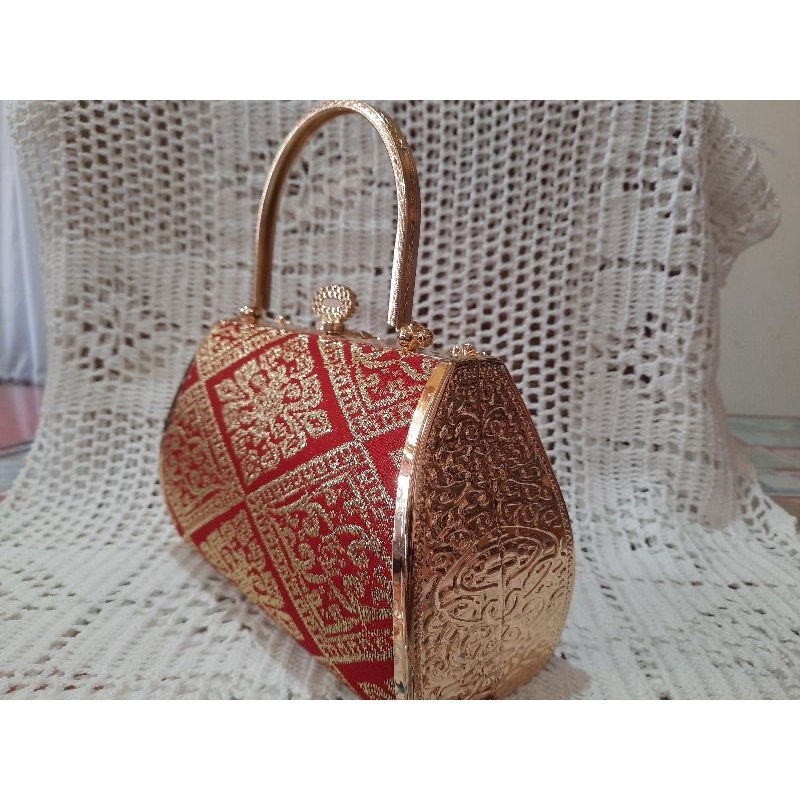 Jual tas tangan pesta bahan kain songket pandai sikek asli/ tas cantik ...