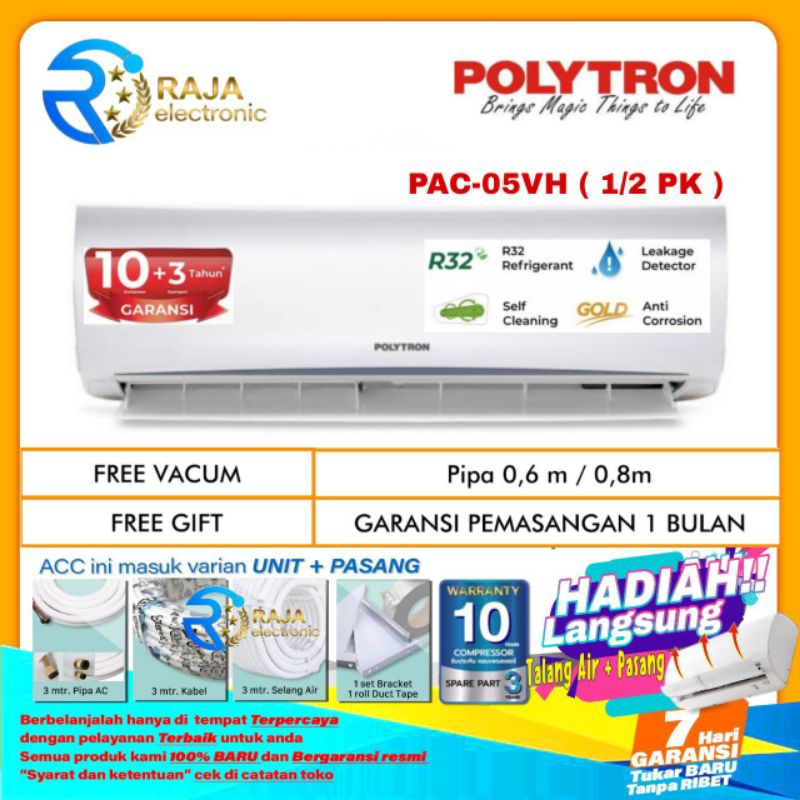 Jual AC POLYTRON 1/2 PK PAC 05VH Deluxe 2 + instalasi pemasangan ...