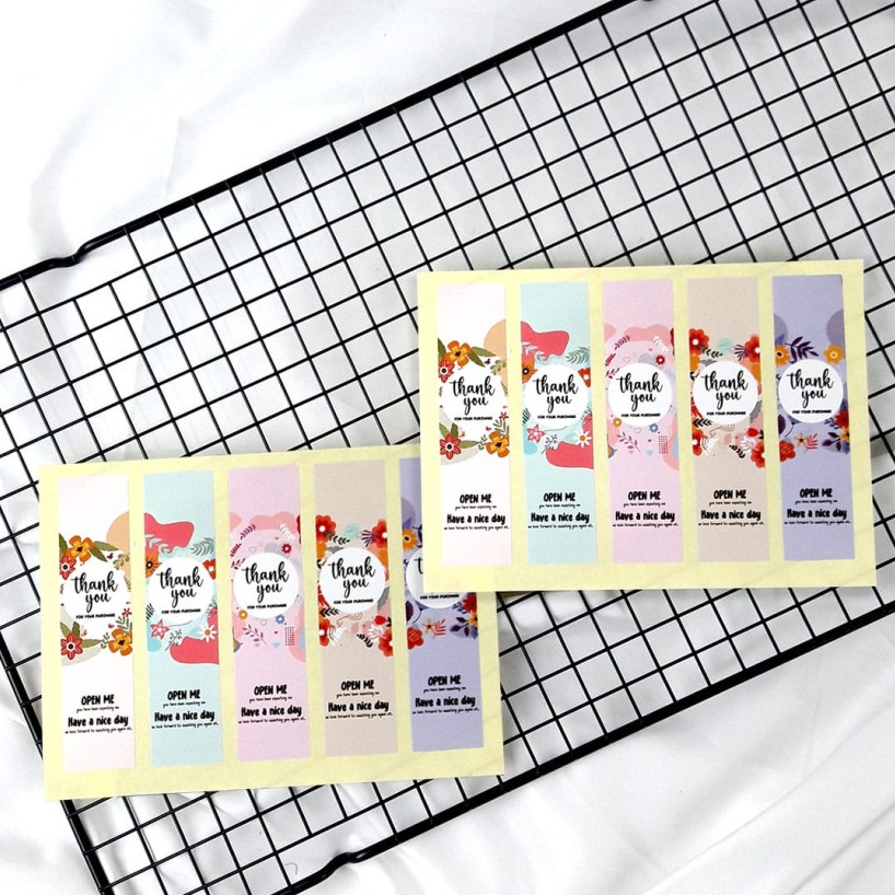 Jual sticker thank you lembaran persegi panjang / thankyou card ...