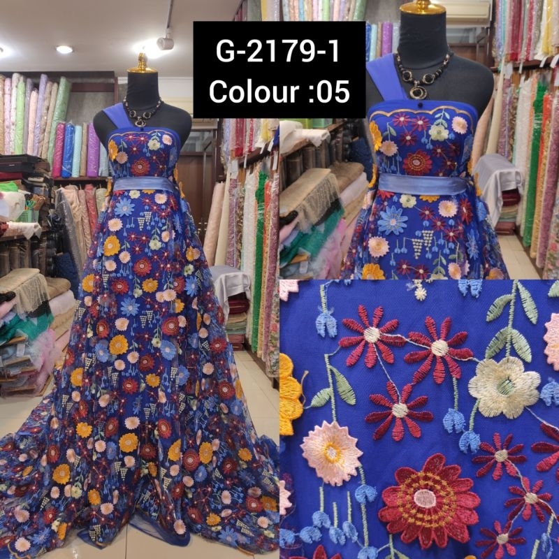 Jual Kain Tile Brokat 3D Timbul Valentino Premium Biru | Shopee Indonesia