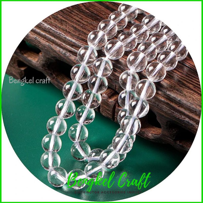Jual Manik Batu Clear Quartz Kuarsa Bulat Putih Alami 6mm 8mm 10mm ...
