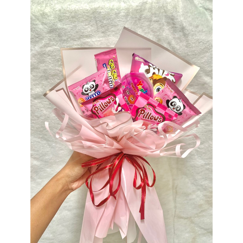 Jual Buket Snack free packing free kartu ucapan bouquet makanan bucket ...