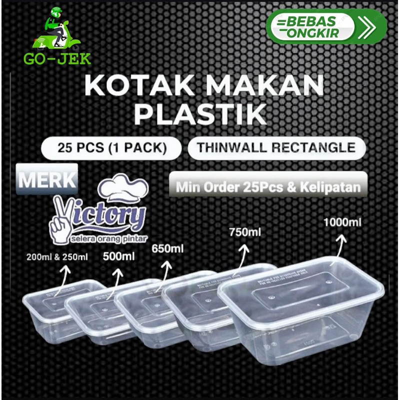 Jual Thinwall Rectangle Victory Persegi 500ml 650ml 750ml 1000ml Kotak