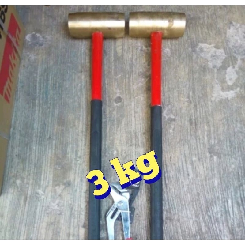 Jual Brass Hammer Palu Kuningan Bentuk Bulat Opal Gagang Fiber 3000Gram ...