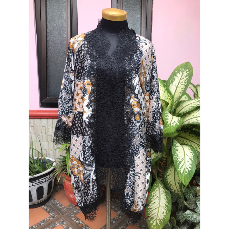 Jual long outer batik/outer batik panjang/baju batik/outer batik lace ...